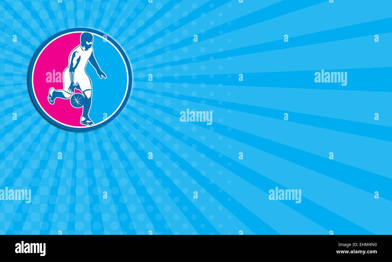 Business card showing illustration of a basketball player dribbling ...
