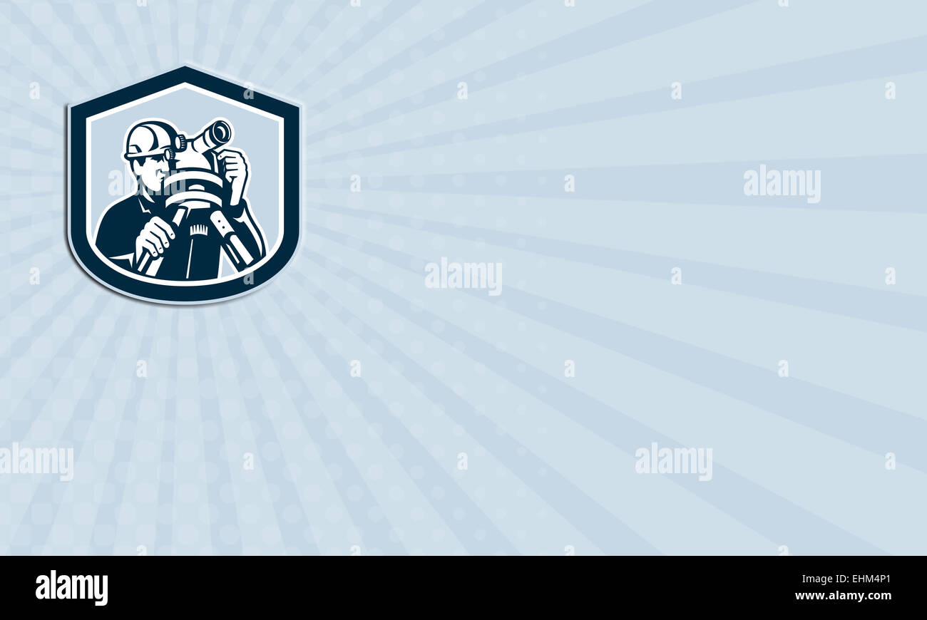 Business card showing illustration of a surveyor geodetic engineer with ...