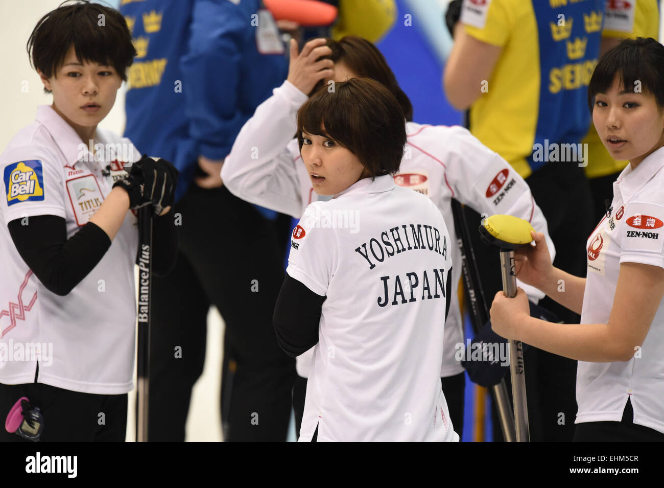 Sapporo, Hokkaido, Japan. 15th Mar, 2015. (L-R) Kaho Onodera, Sayaka Yoshimura, Anna Omiya (JPN ...