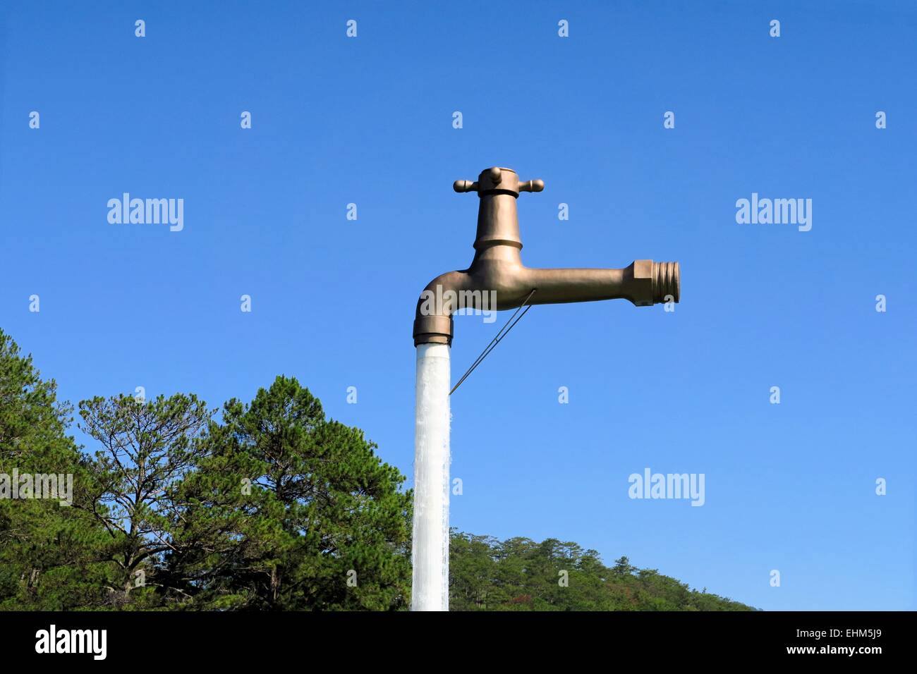 Free standing faucet floating over a lake Stock Photo - Alamy