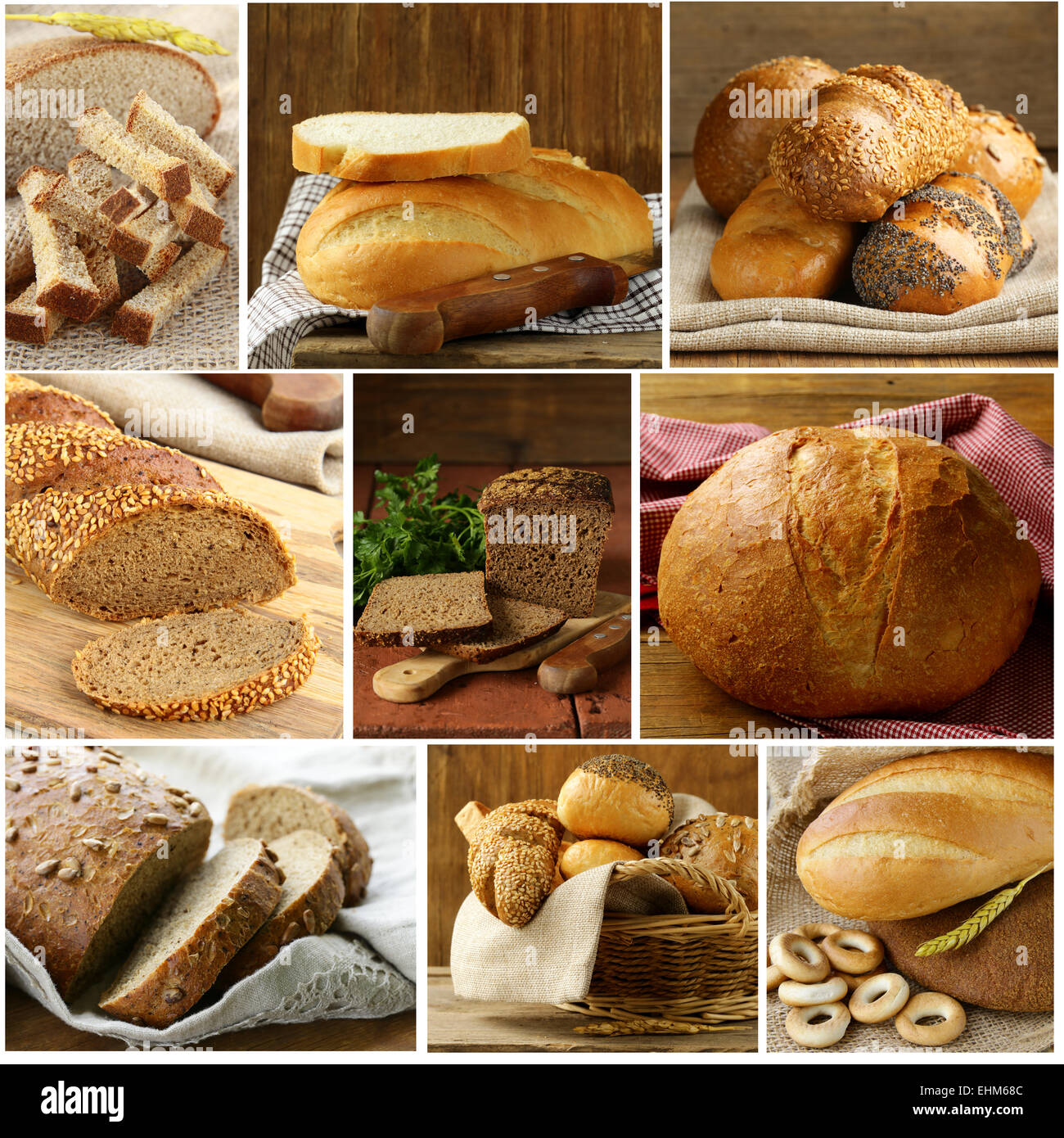 Set assortment of bread, rye and white Stock Photo - Alamy