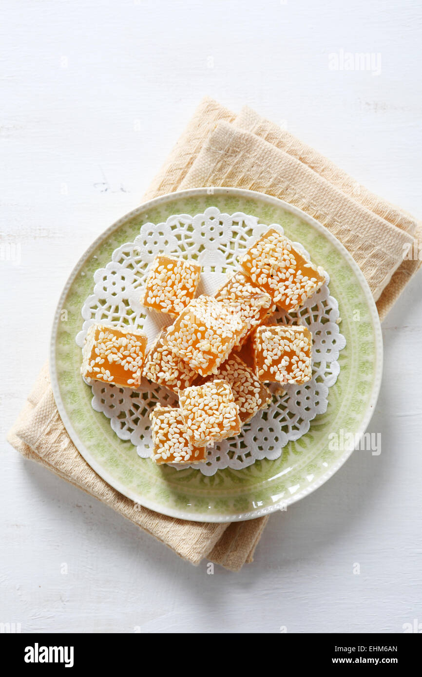 Sweetness with sesame on a plate, food Stock Photo - Alamy