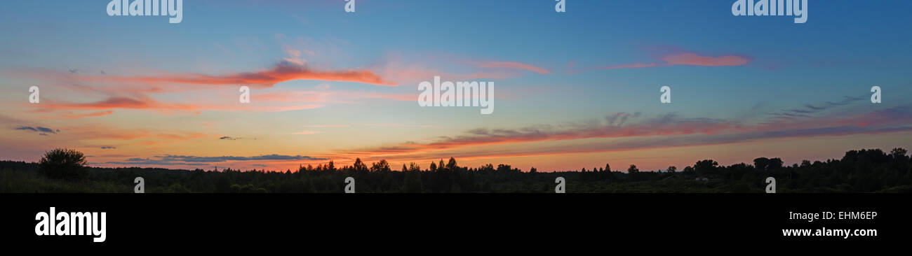 Sunset panorama - rural landscape Stock Photo - Alamy