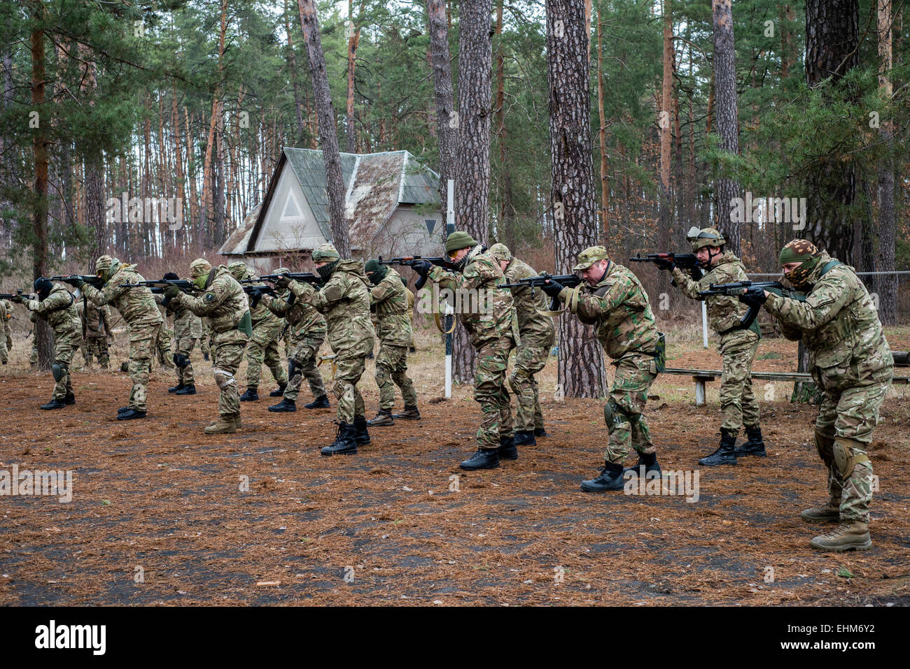 Kiev, Ukraine. 15th Mar, 2015. Volunteers and reserve soldiers are ...