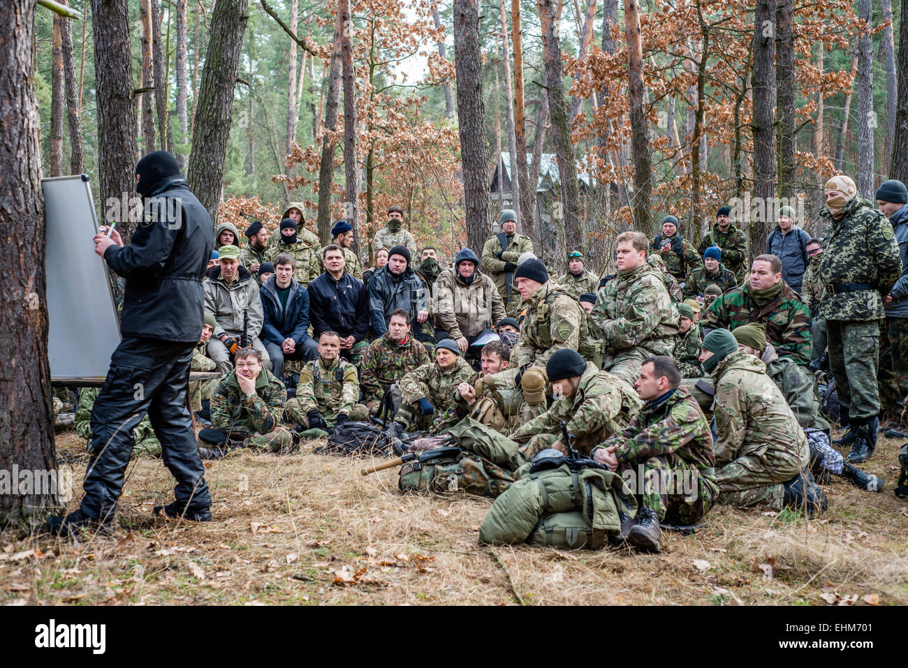 Kiev, Ukraine. 15th Mar, 2015. Volunteers and reserve soldiers are ...