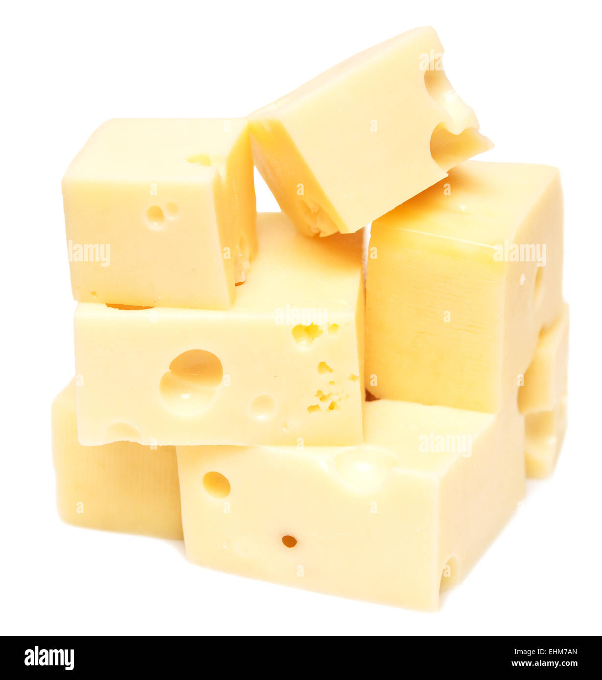 cubes of cheese isolated on white Stock Photo - Alamy