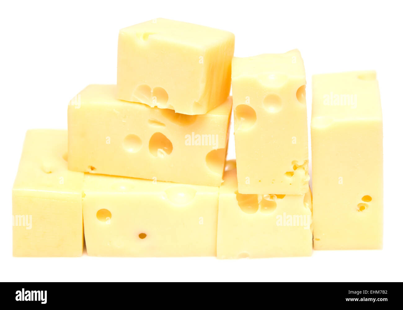 cubes of fresh cheese on white background Stock Photo - Alamy
