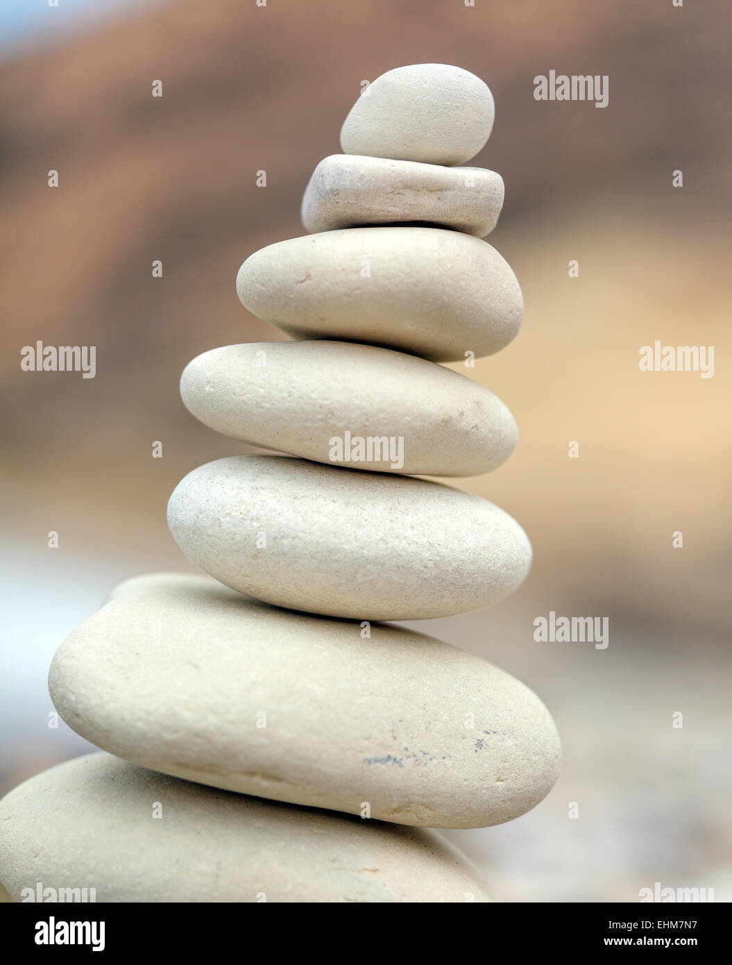 Pyramid of stones on Cyprus beach Stock Photo - Alamy