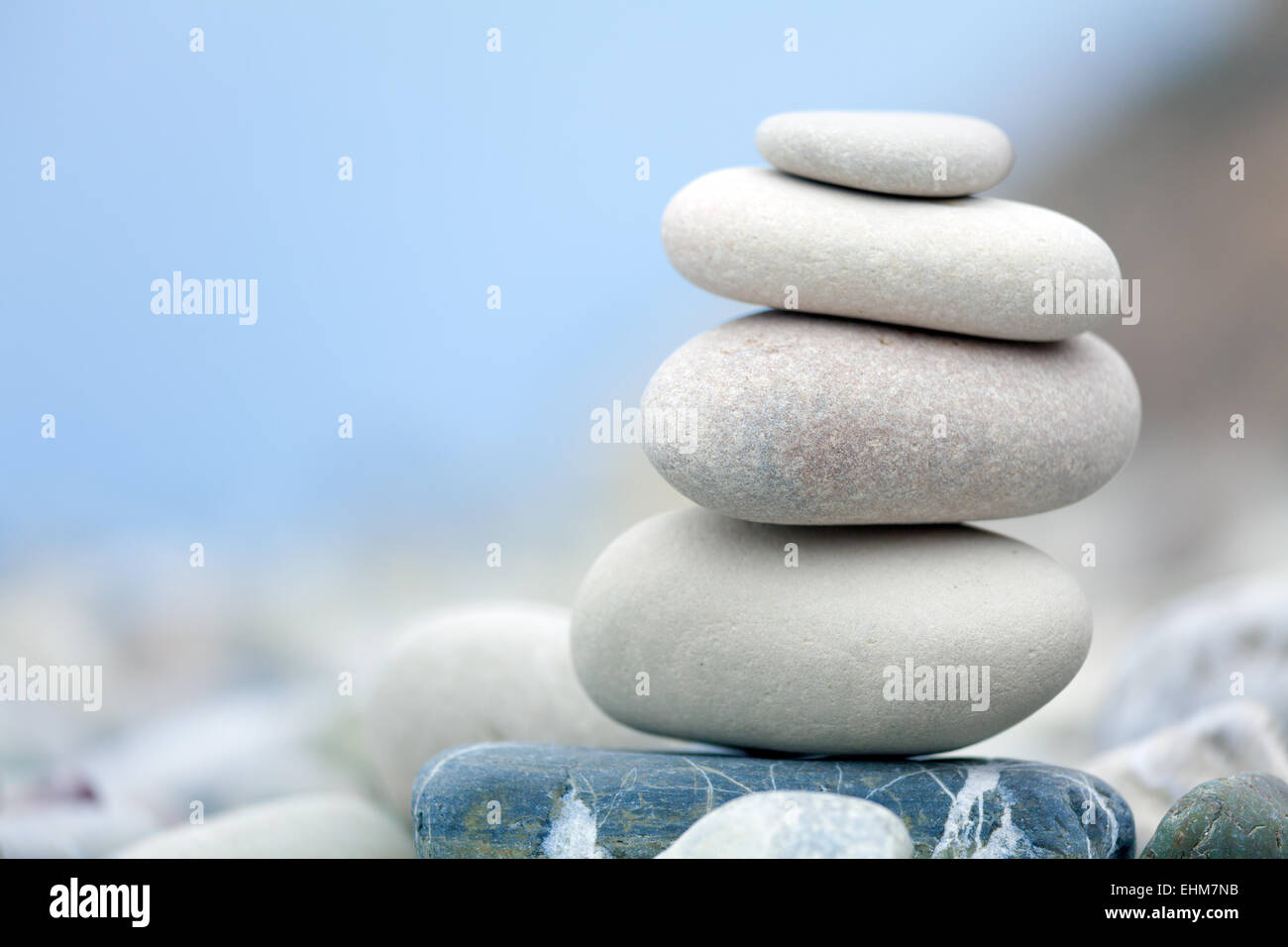 Pyramid of stones on Cyprus beach Stock Photo - Alamy