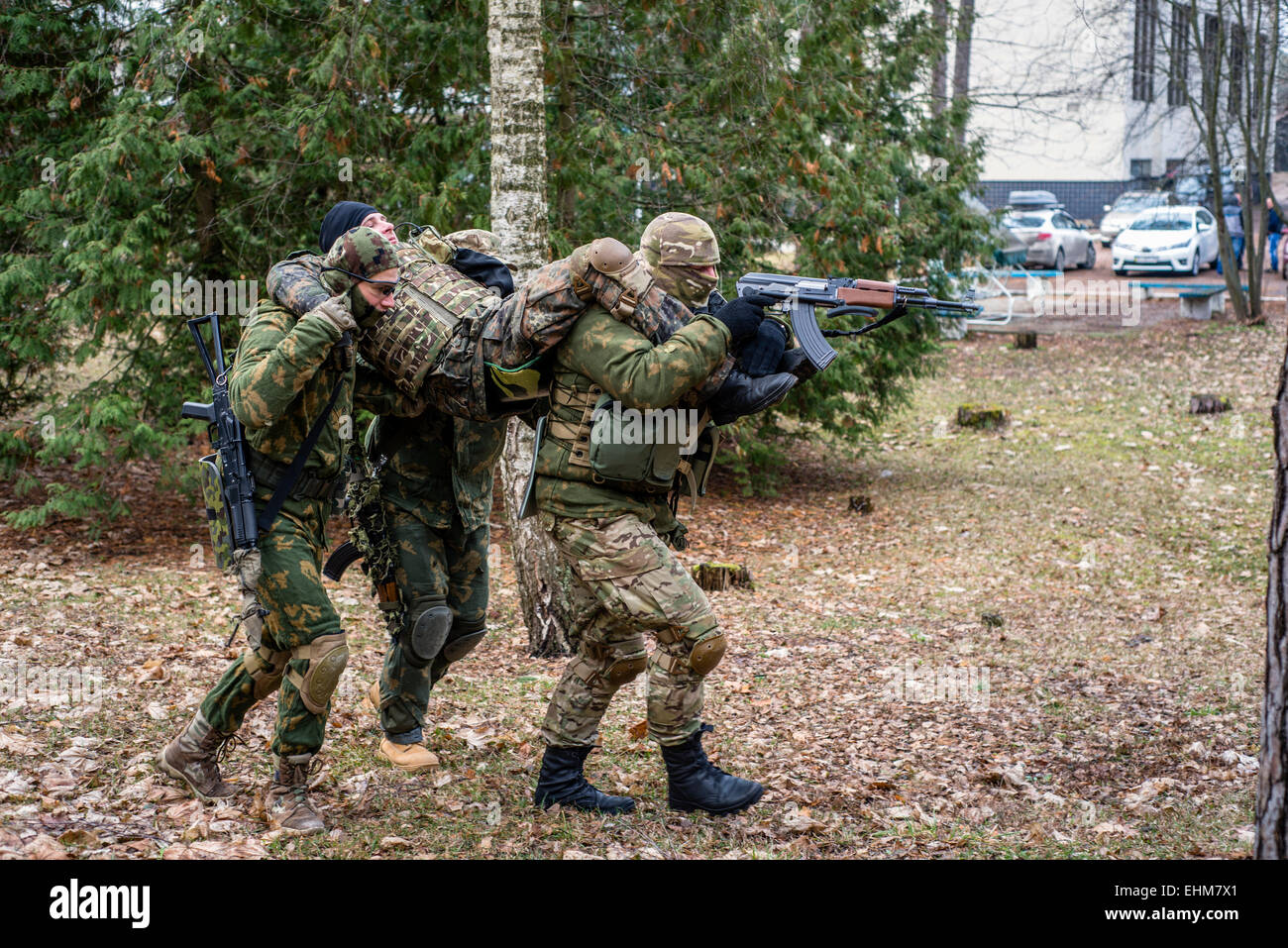 Kiev, Ukraine. 15th Mar, 2015. Volunteers and reserve soldiers are ...