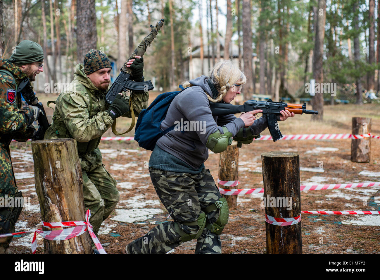 Kiev, Ukraine. 15th Mar, 2015. Volunteers and reserve soldiers are ...