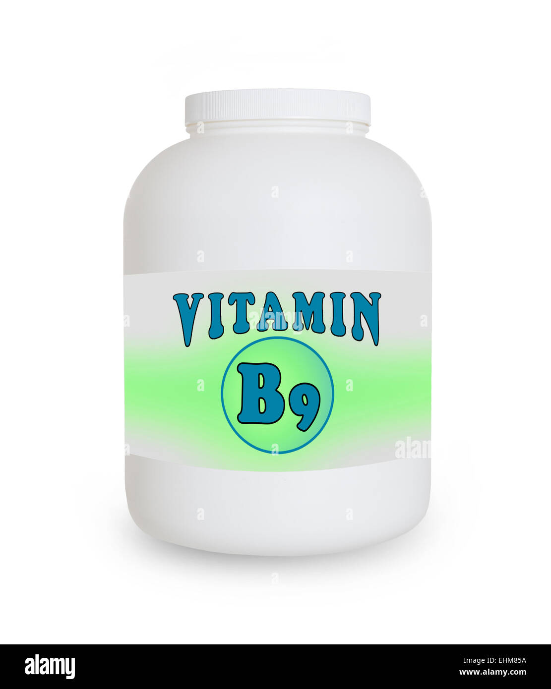 Vitamin B9 container, isolated on a white background Stock Photo - Alamy