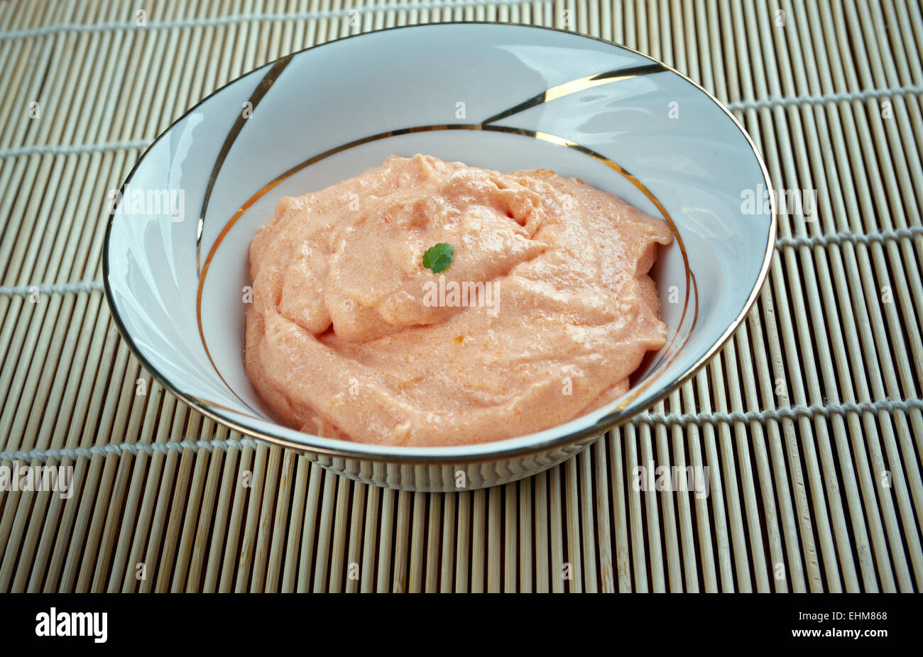 Philadelphia Lachs Aufstrich - German pate salmon and sauce Stock Photo ...