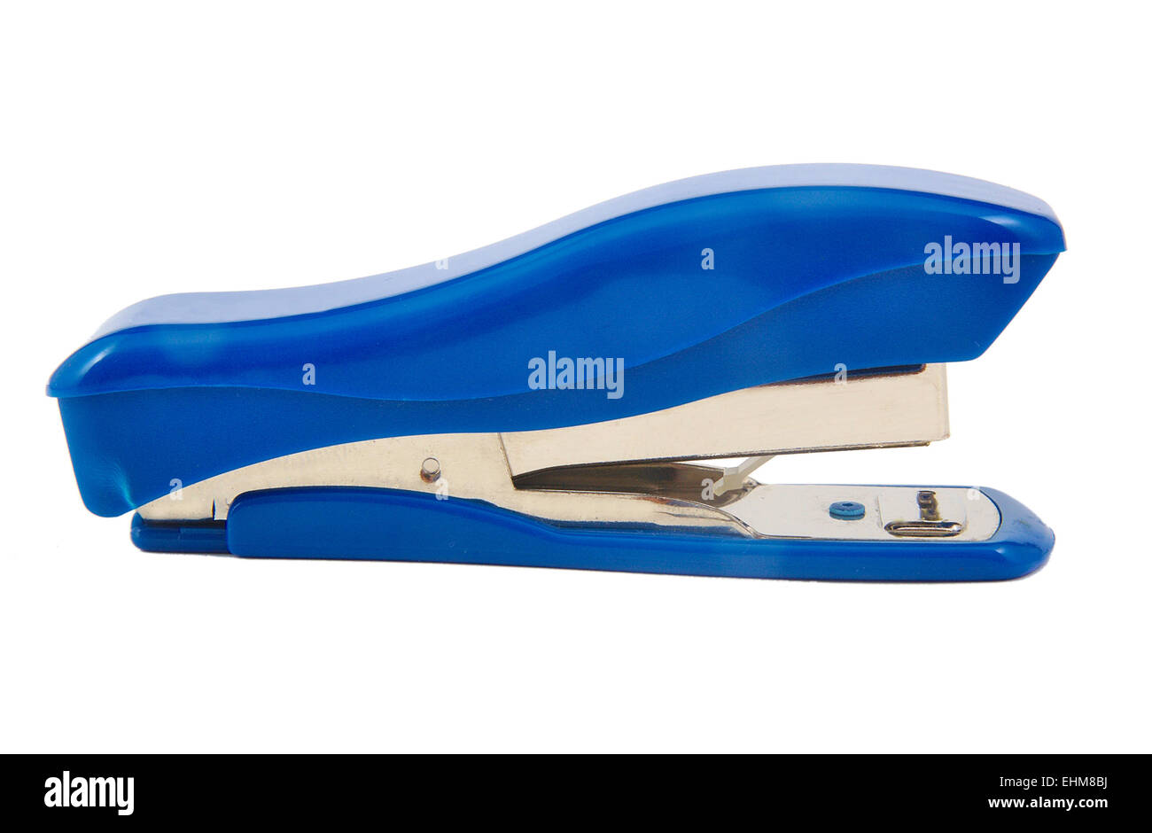 Single blue stapler isolated on a white background Stock Photo - Alamy