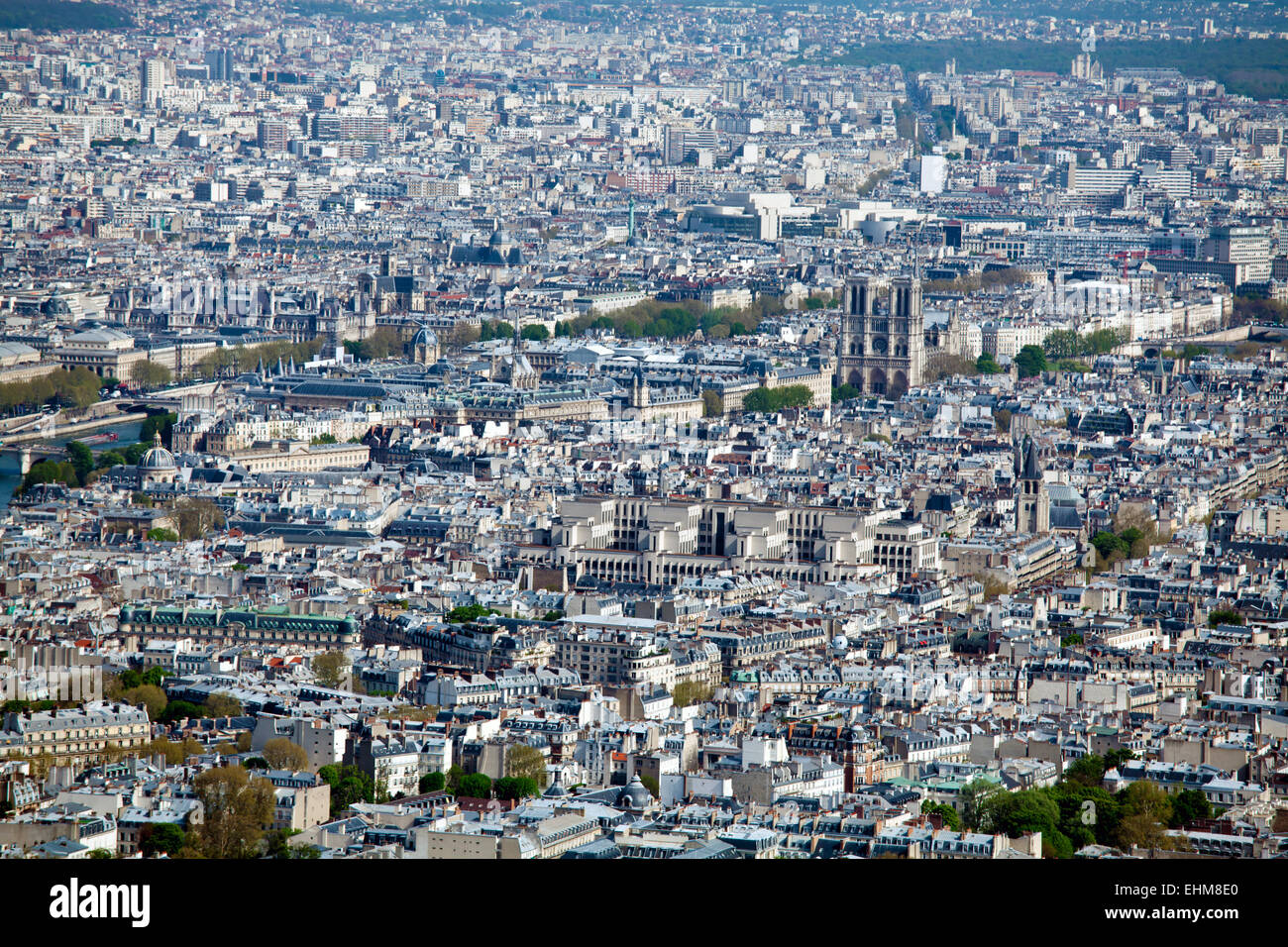 La Cite island with Notre Dame de Paris - aerial view from Eiffel Tower ...