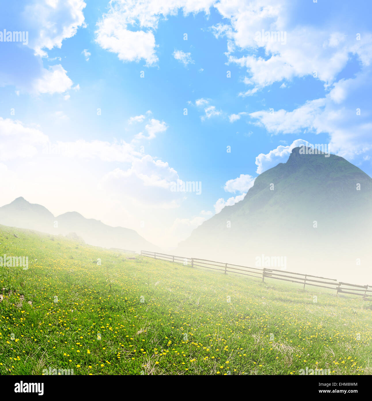 The magnificent landscape mountainous countryside with meadows and ...
