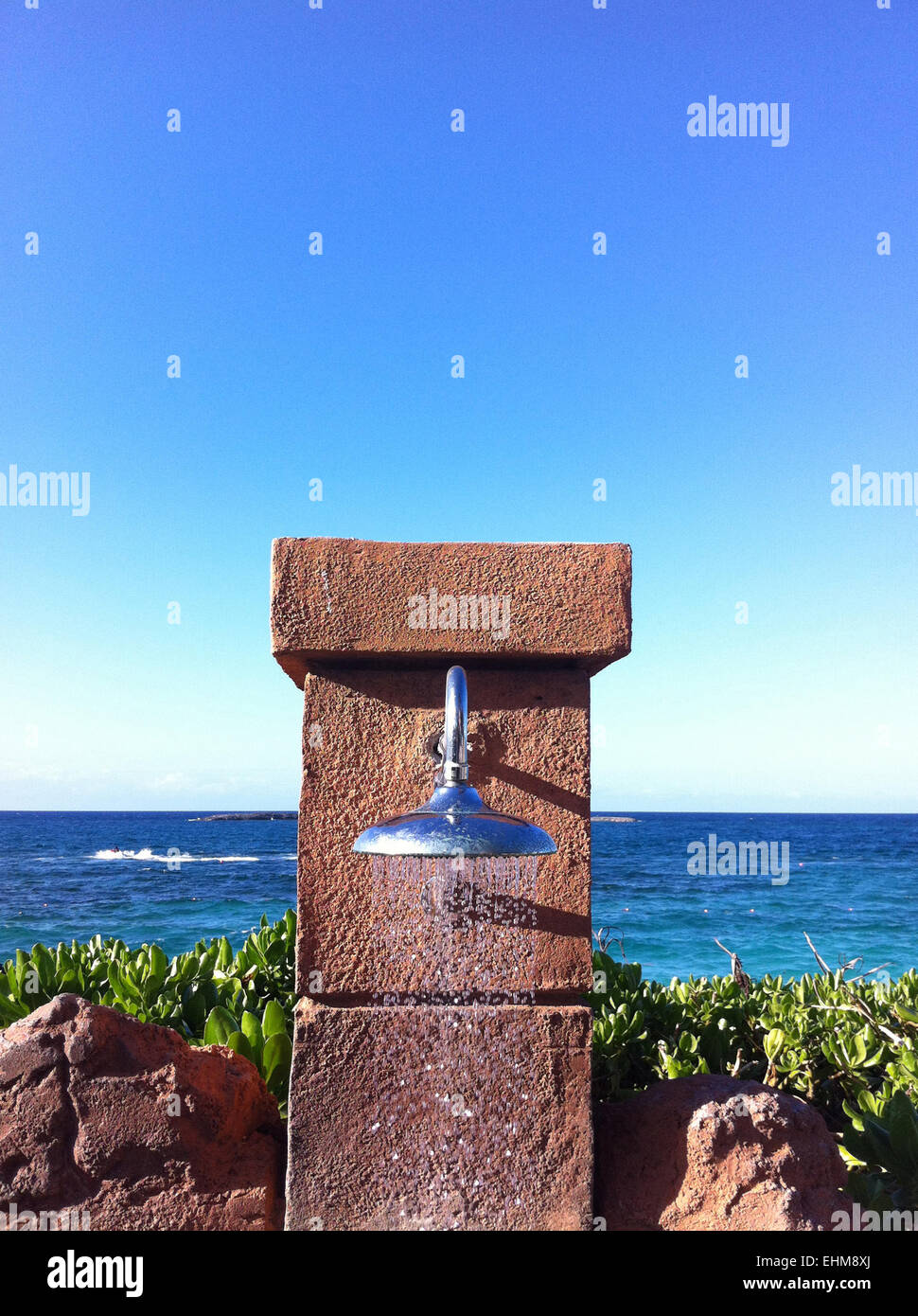 Close up of outdoor shower near ocean Stock Photo - Alamy