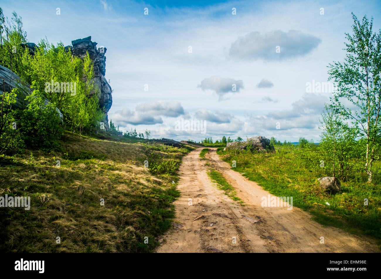 Dirt path in rural meadow Stock Photo - Alamy