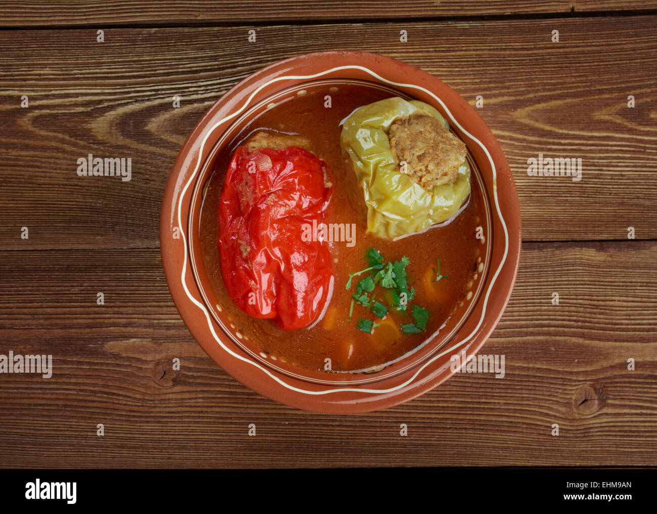 dolma-shurpa - soup with stuffed peppers.Uzbek cuisine Stock Photo - Alamy
