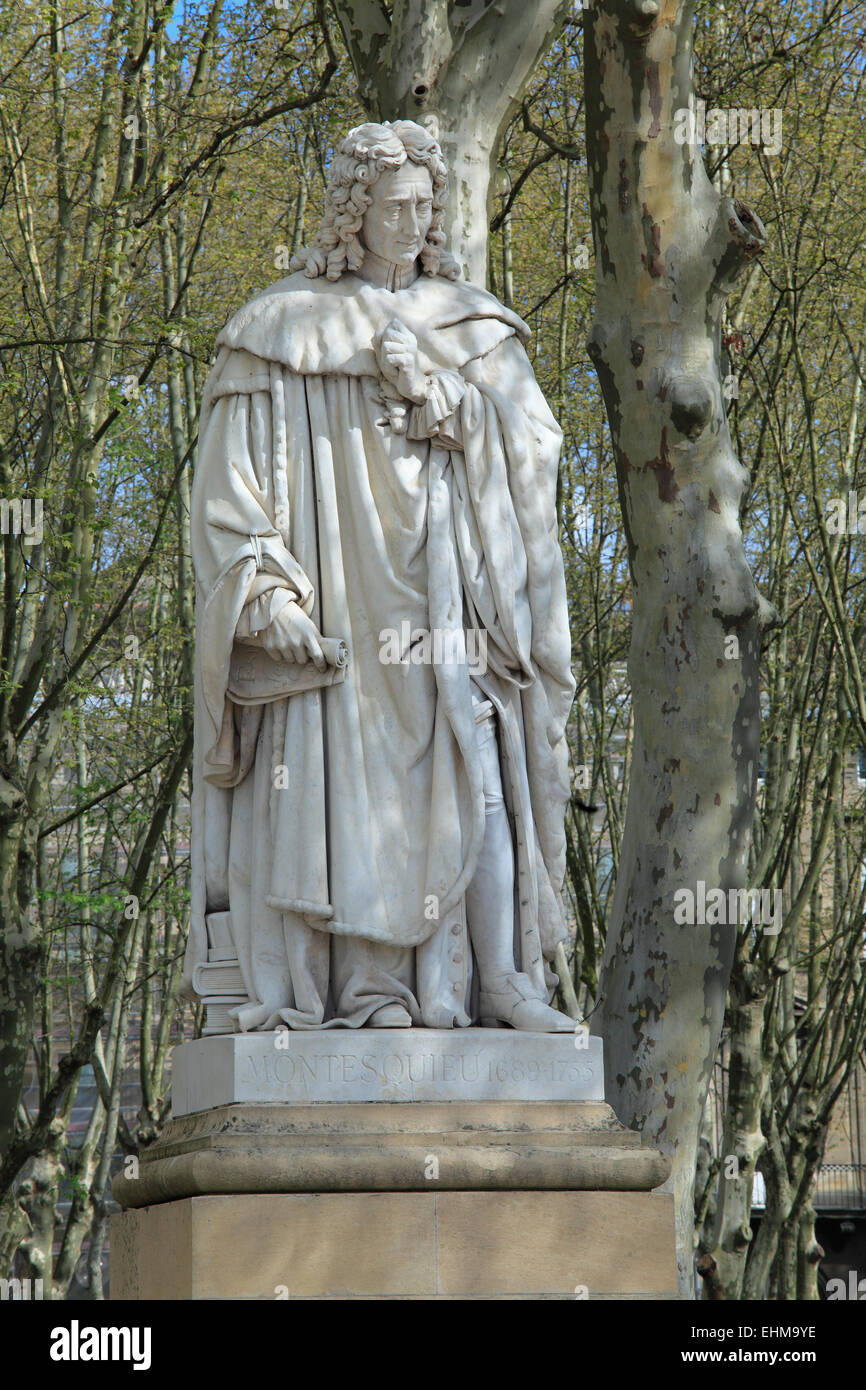 Statue of Montesquieu on Place des Quinconces, Bordeaux, France Stock ...