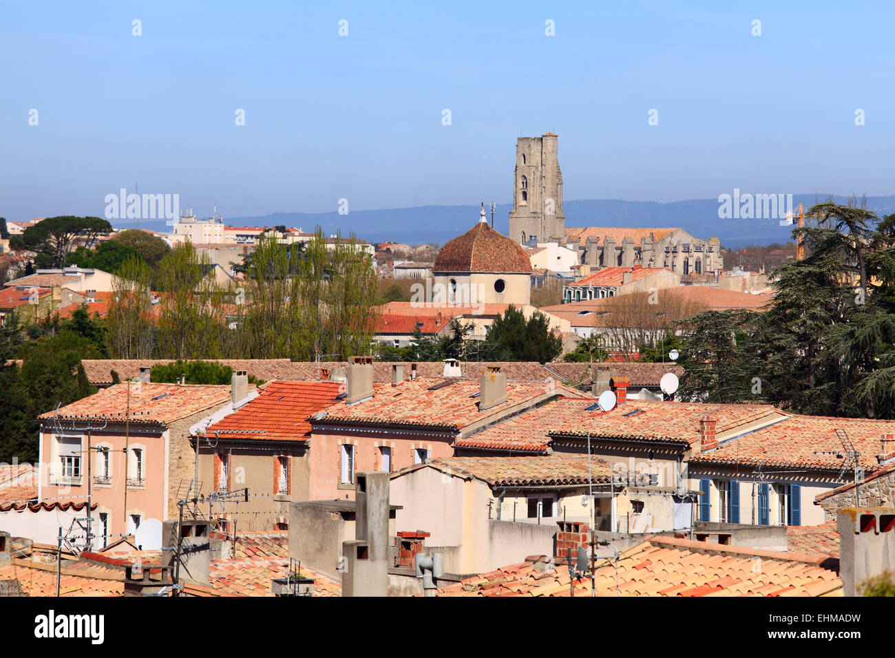 View of lower city, the ville basse, Carcassonne, France Stock Photo ...