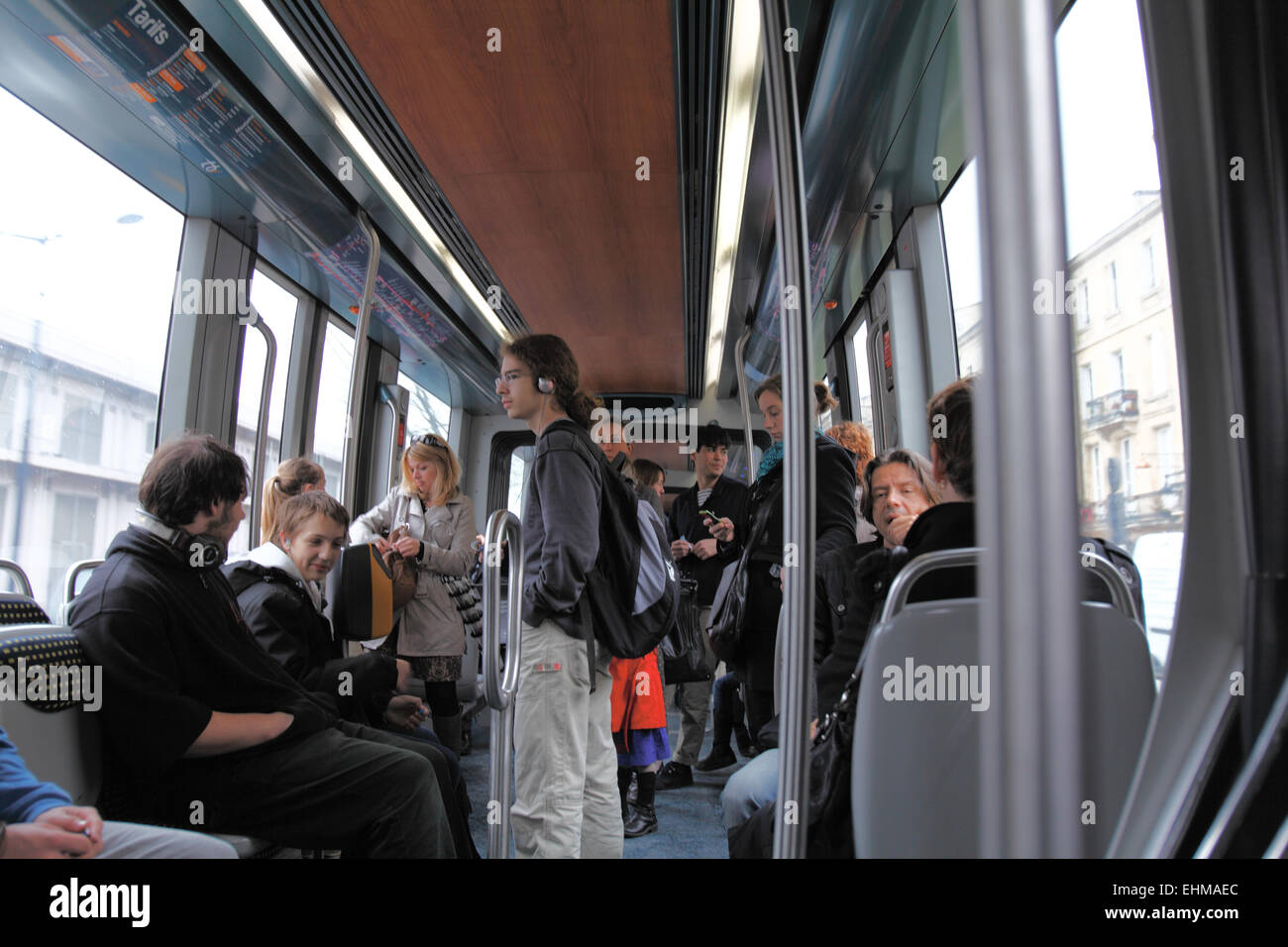 Inside tram in Bordeaux, France Stock Photo - Alamy