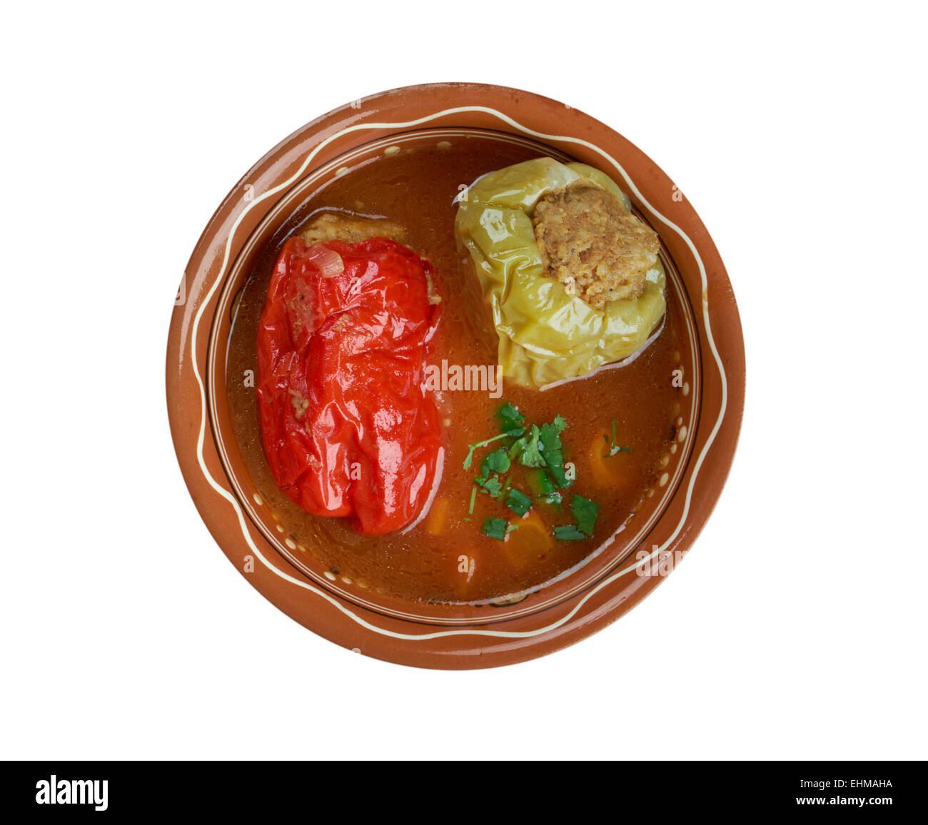 dolma-shurpa - soup with stuffed peppers.Uzbek cuisine Stock Photo - Alamy