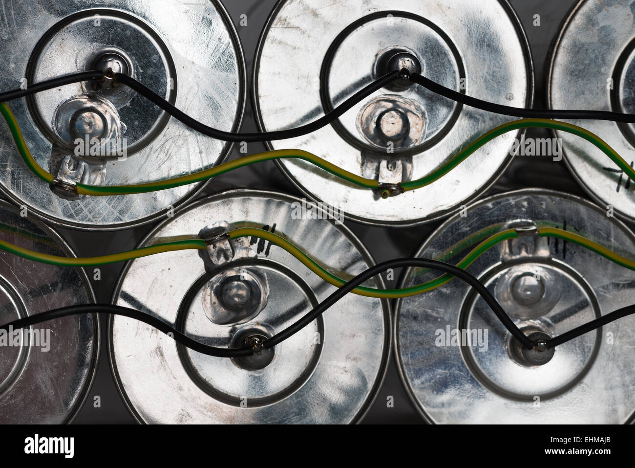 Dangerous monster sized capacitors wired in parallel with heavy gage ...