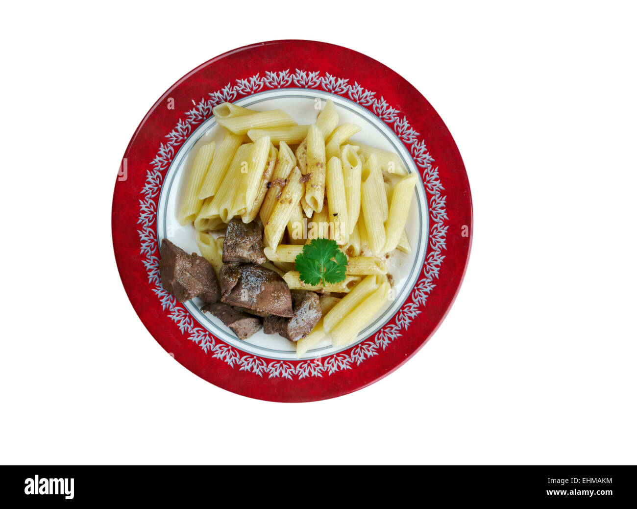Delicious pasta with pork liver .Italian cuisine Stock Photo - Alamy