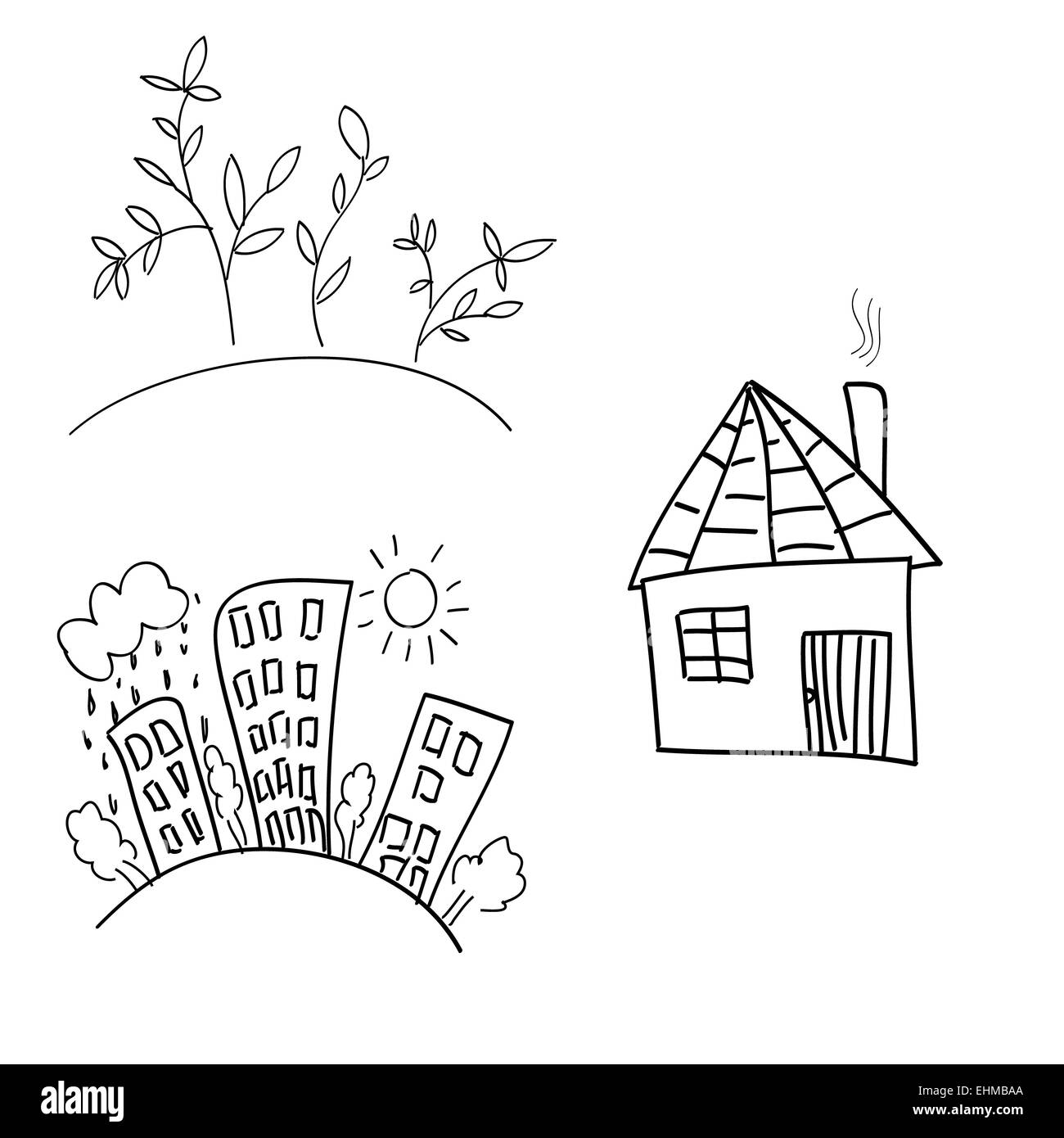 Cute hand drawn city Cut Out Stock Images & Pictures - Alamy