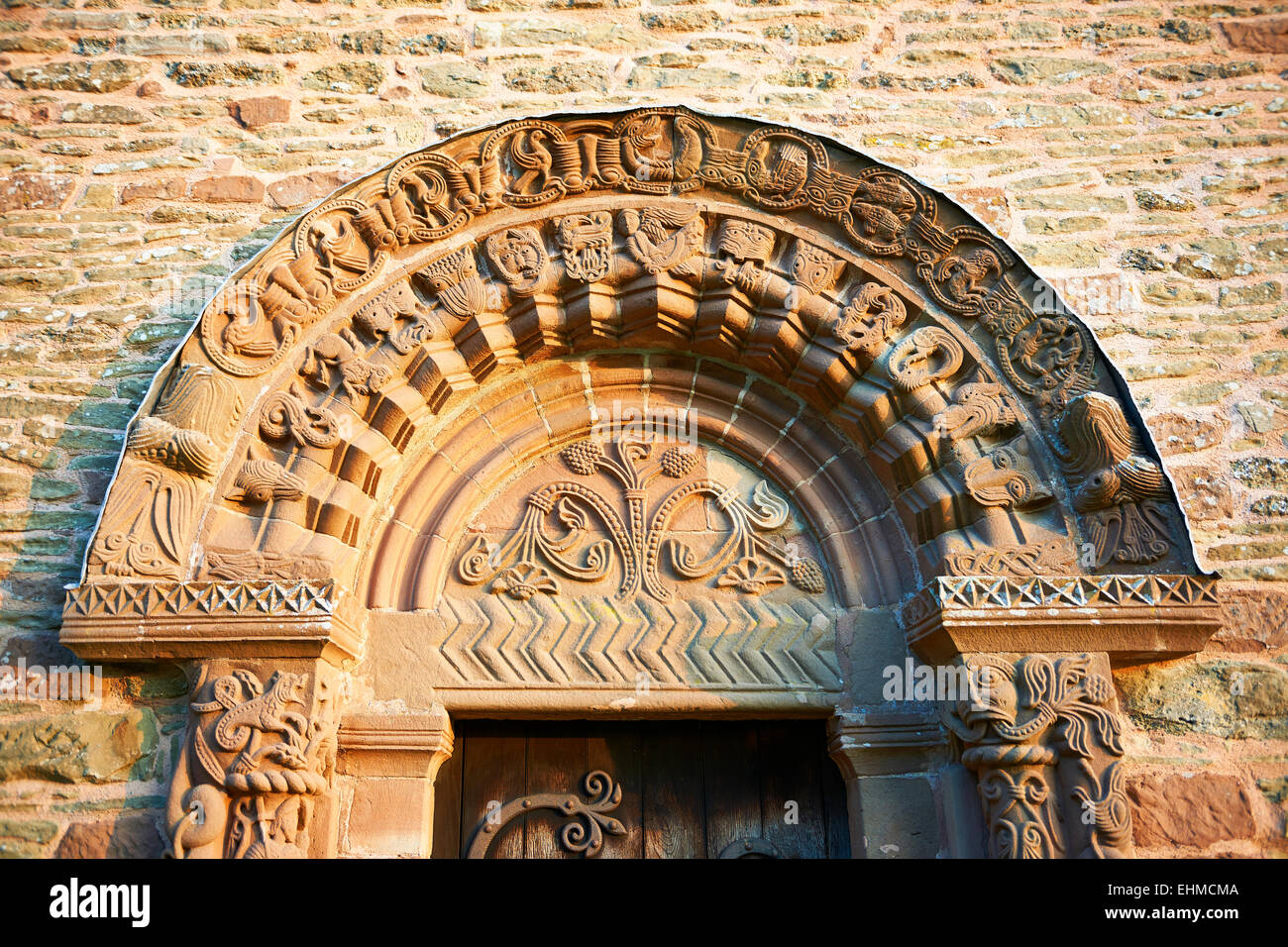 Norman Romanesque relief sculptures of dragons and mythical creatures ...