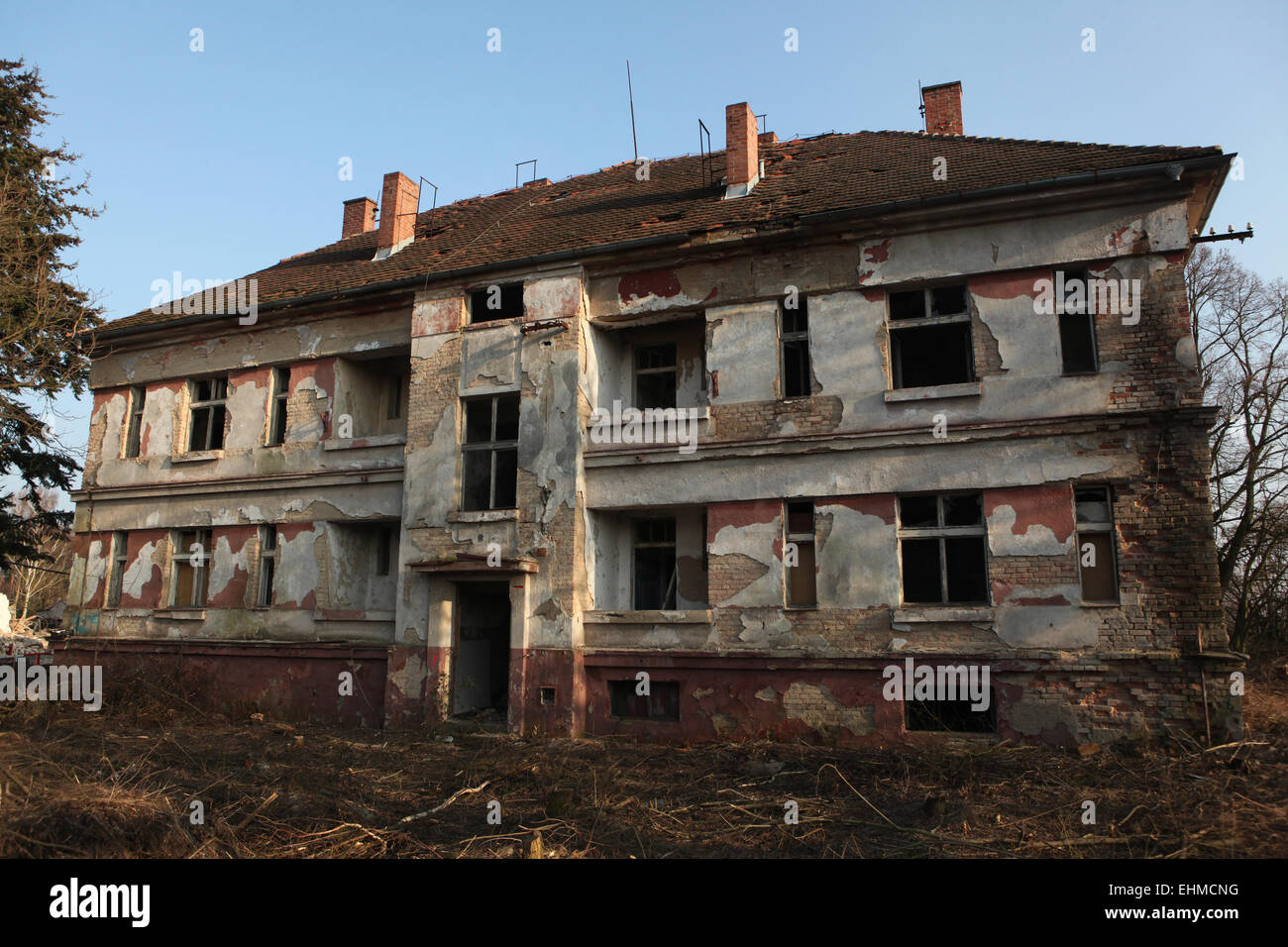 Abandoned dwelling building in the area of the former Soviet military ...