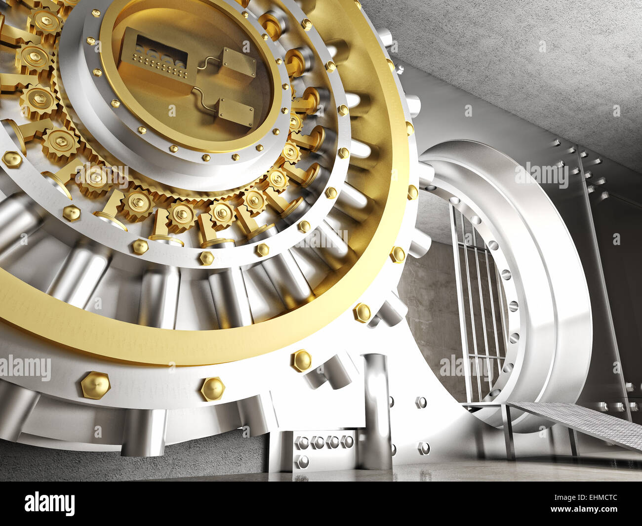 3d image huge vault door hi-res stock photography and images - Alamy