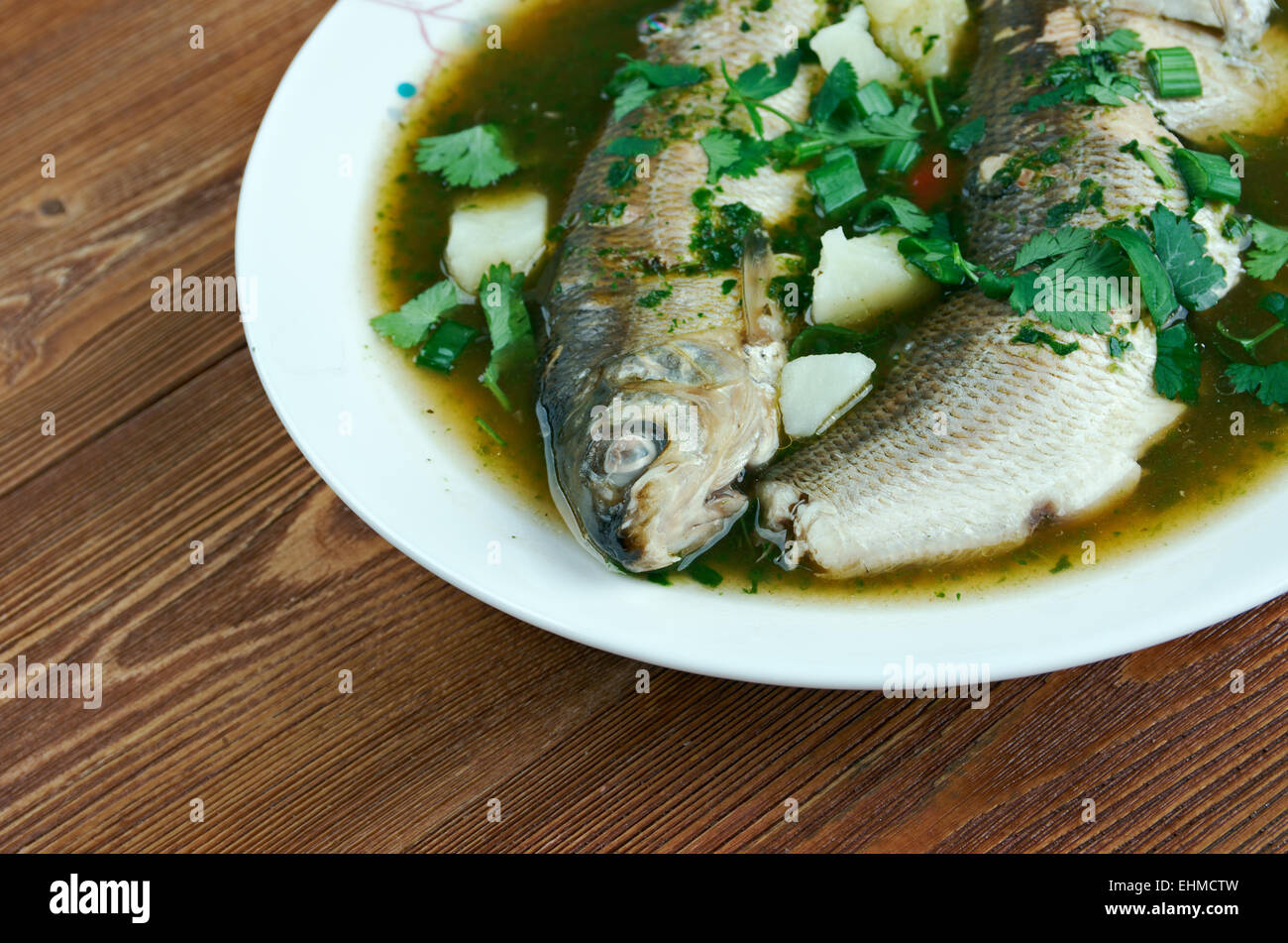 Ciorba de peste.fish soup with Balkan countries Stock Photo - Alamy