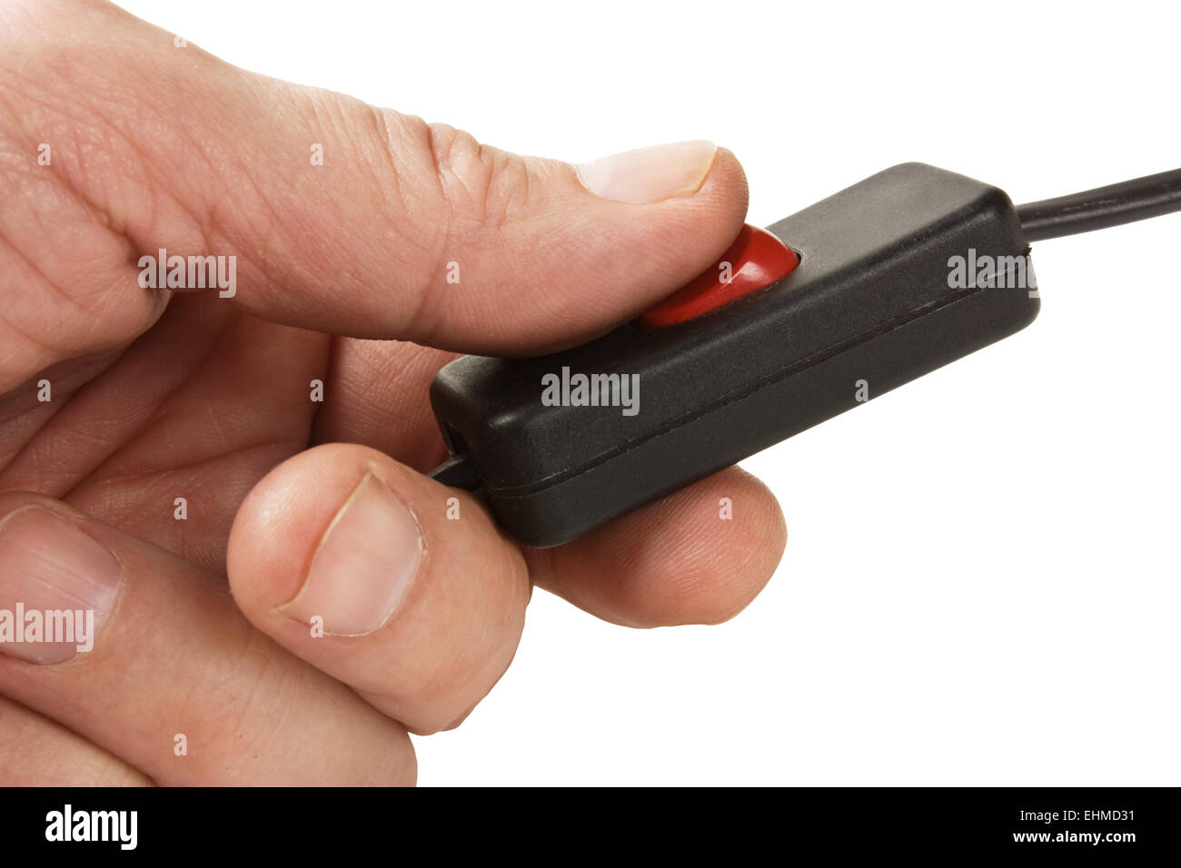 hand includes an electric switch isolated on a white background Stock ...