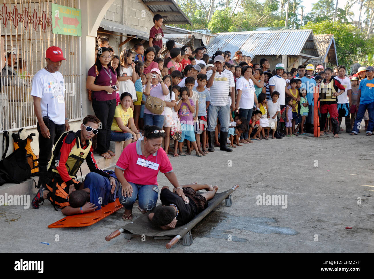 Evacuation exercise in case of typhoon or other natural disaster took ...