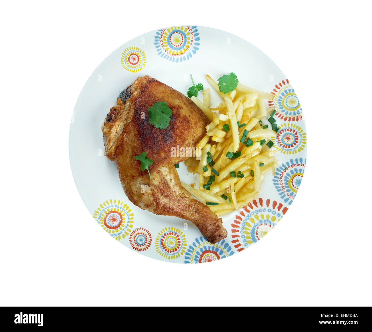 Kip met frieten - traditional dish in Belgium fried chicken with fries ...