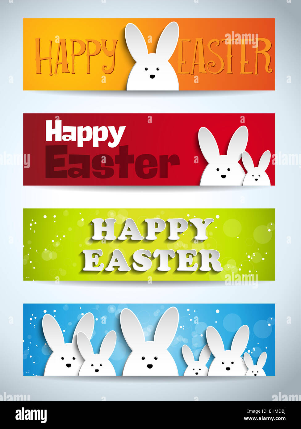 Vector - Happy Easter Rabbit Bunny Set of Banners Stock Photo - Alamy