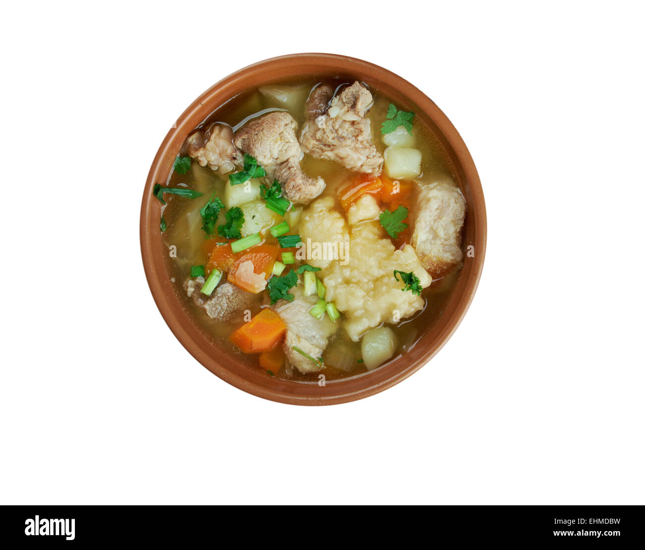 Kottsoppa med klimp - meat and vegetable soup eaten in Sweden Stock ...