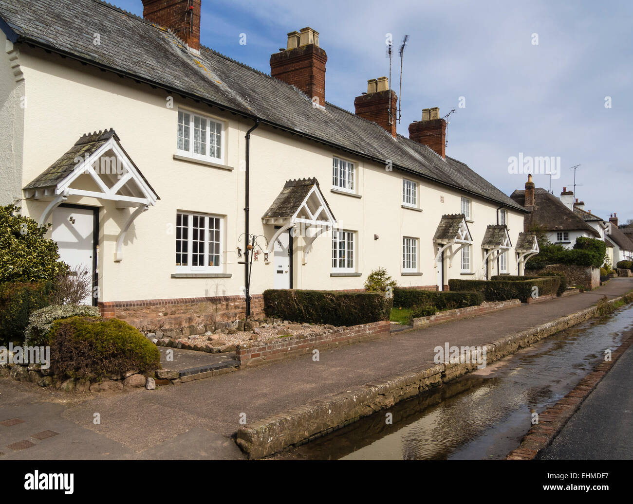 Houses and Stream in Otterton, East Devon, England, UK Stock Photo - Alamy