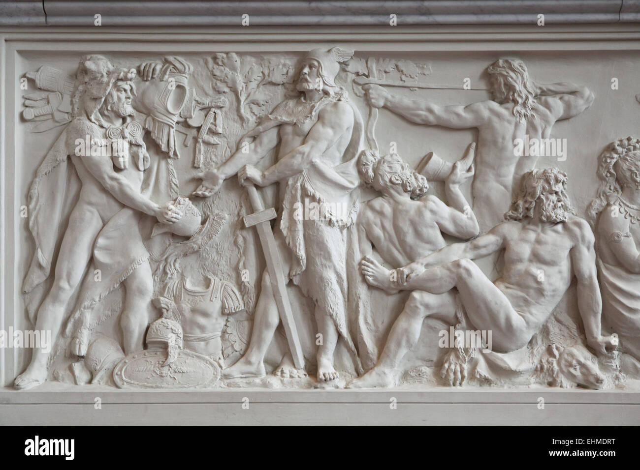 Germanic chieftain Arminius. Relief on the main staircase in Alte ...