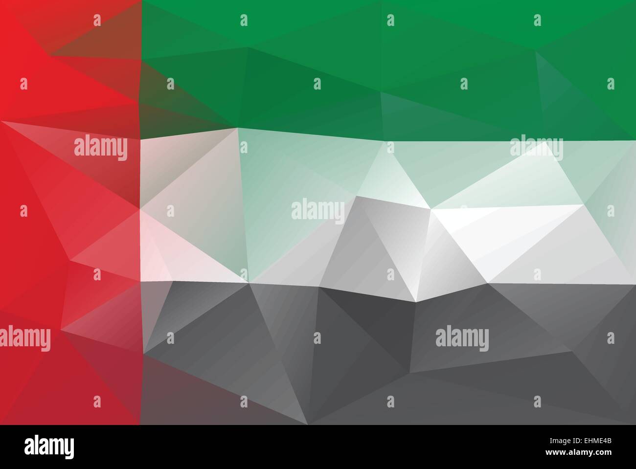United Arab Emirates Flag Triangular Polygonal Pattern Stock Vector