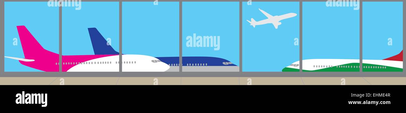 View from the airport terminal - vector banner Stock Vector Image & Art ...