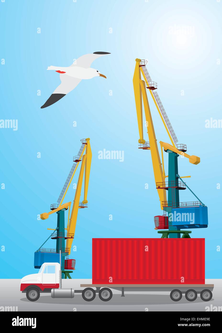 Container loading truck in Stock Vector Images - Alamy