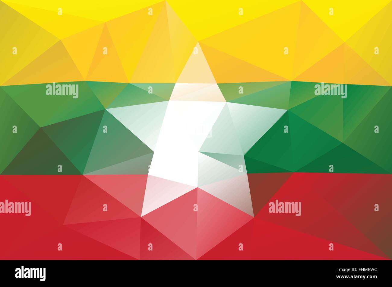 Myanmar Flag Triangular Polygonal Pattern Stock Vector Image And Art