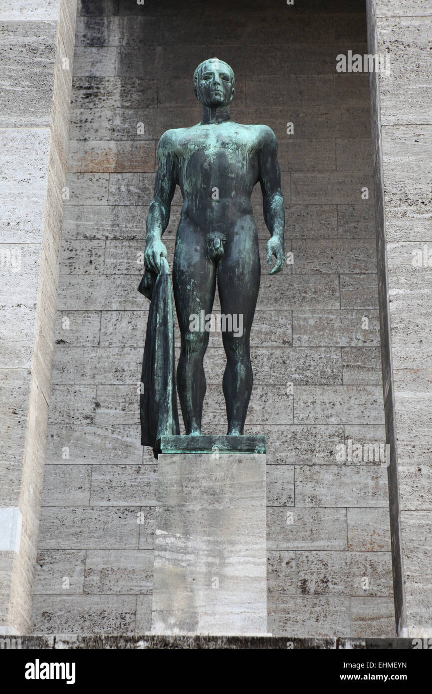 Decathlete (1936). Bronze statue by Arno Breker in front of the House ...