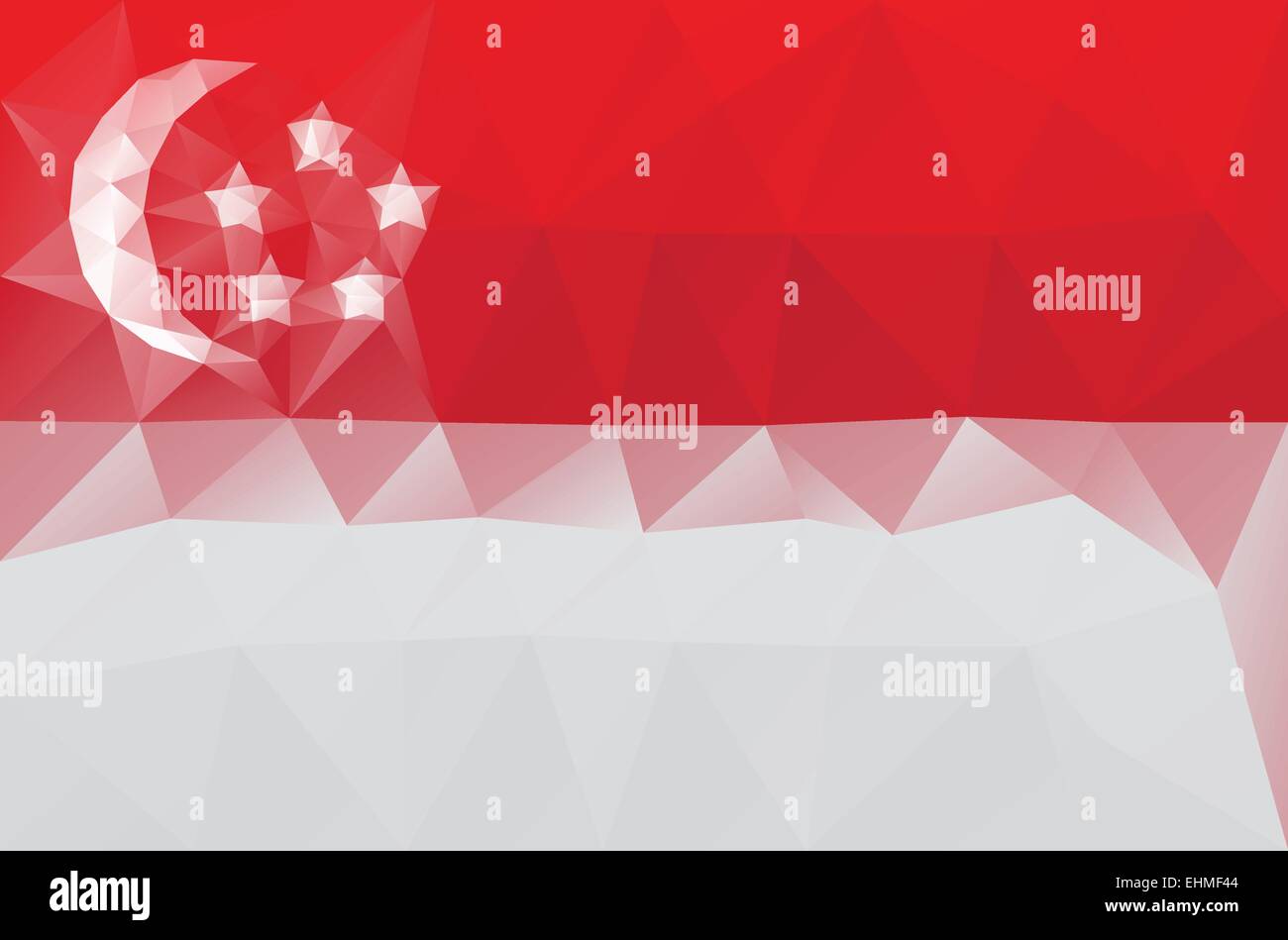 Singapore Flag Triangular Polygonal Vector Pattern Stock Vector Image