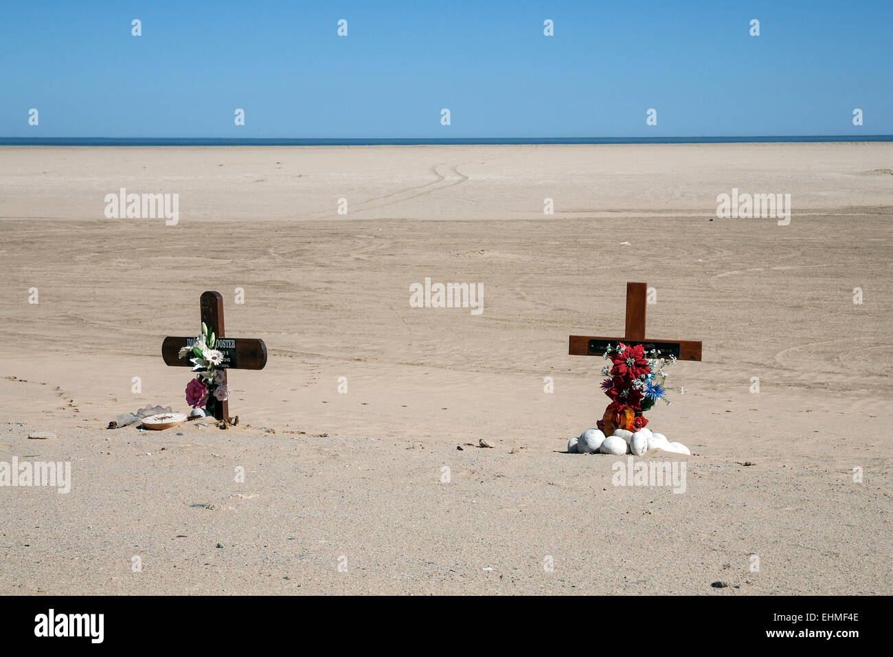 Wayside crosses, in memory of traffic accident victims on road B2 ...
