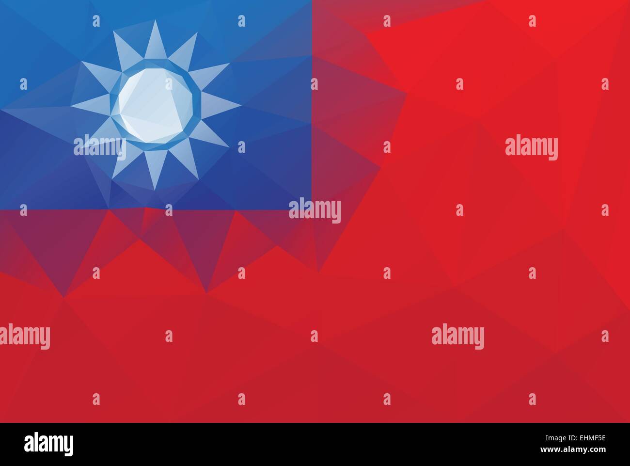 Taiwan Flag Triangular Polygonal Vector Pattern Stock Vector Image