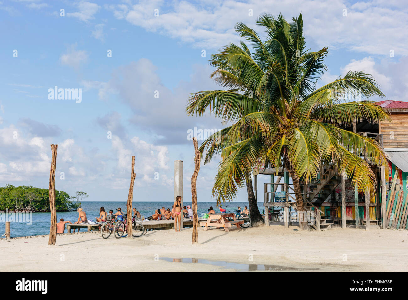 The Split, Bar & Recreational area, Caye Caulker, Belize Stock Photo ...